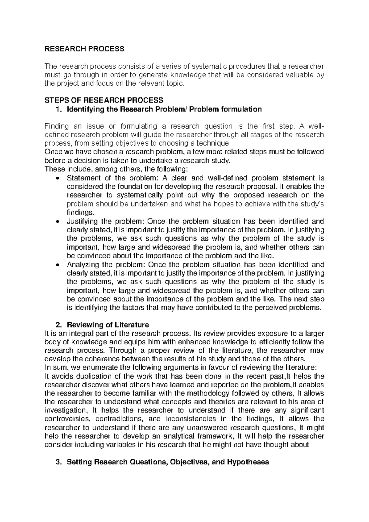 CHAP 3 Research Process - RESEARCH PROCESS The research process ...