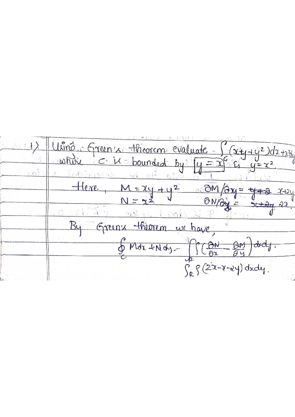 Greens and stokes - Usino where theorem evaluate C is bounded y x Es of ...