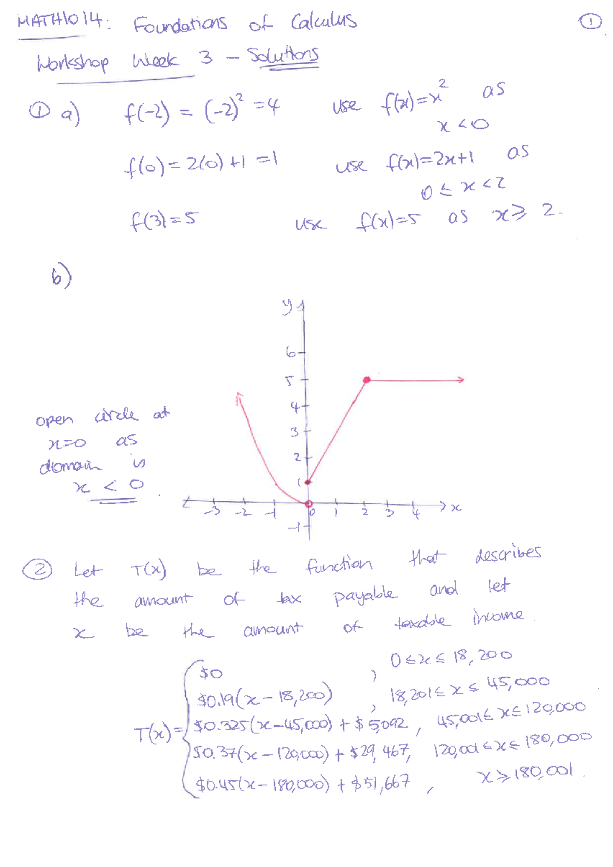 MATH1014 Workshop 3 - solutions - MATHIO 14 Foundations of Calculus ...