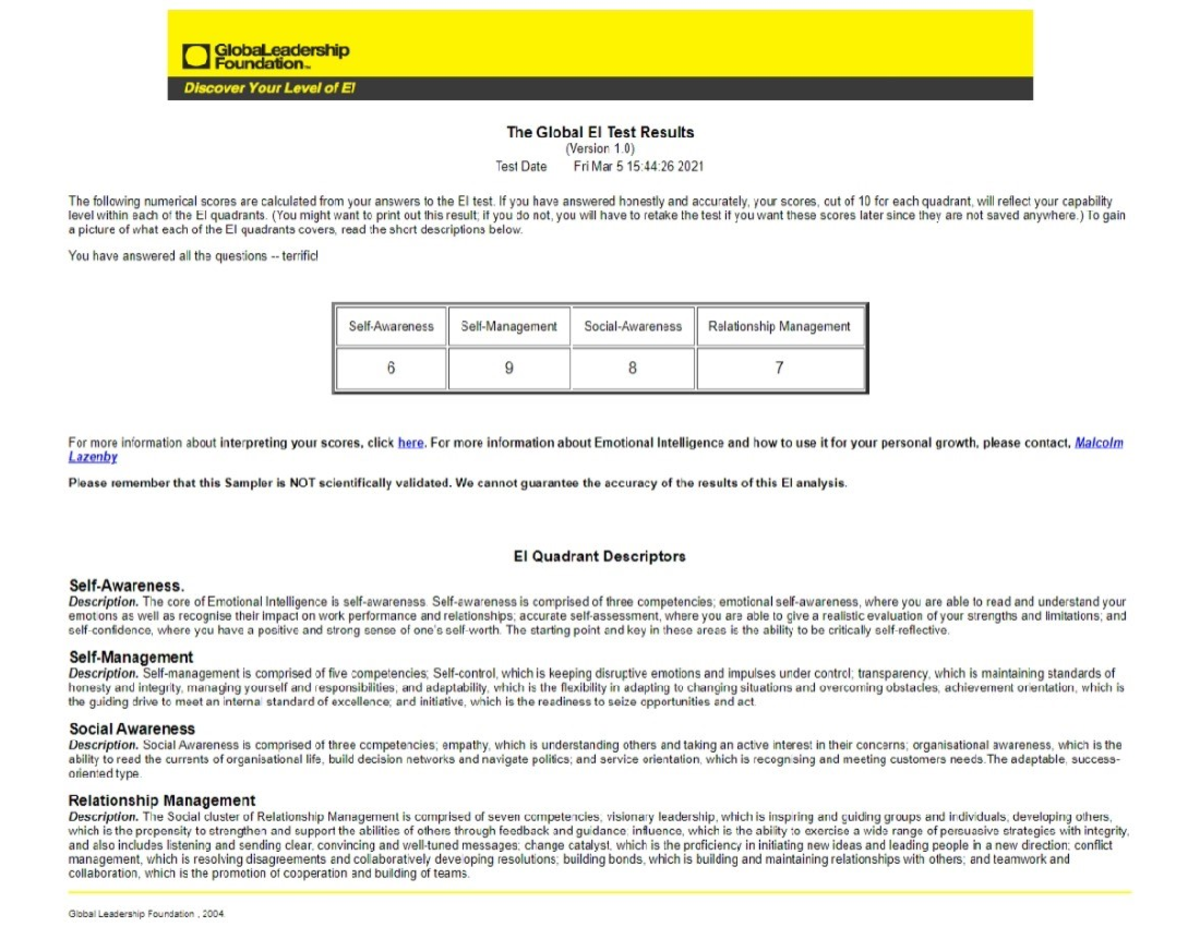 D080 EI Test Results - D080 - Studocu