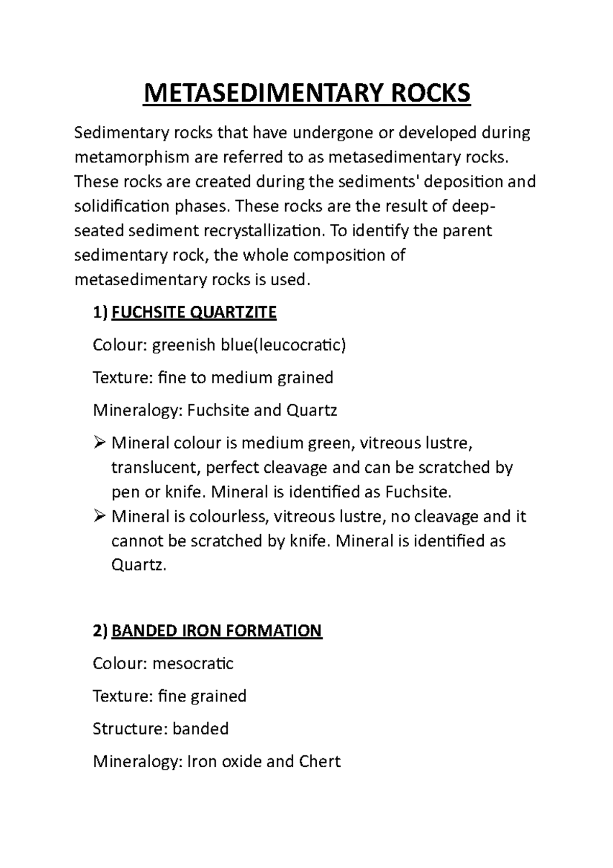 Metasedimentary Rocks - These rocks are created during the sediments ...