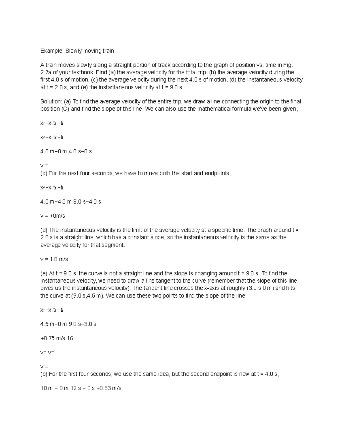 Physics Lecture Notes 4 - Example: Slowly moving train A train moves ...