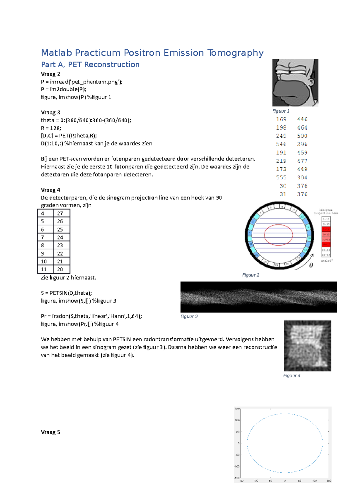 Matlab Practicum-PET - Matlab Practicum Positron Emission Tomography Part A, PET Reconstruction ...