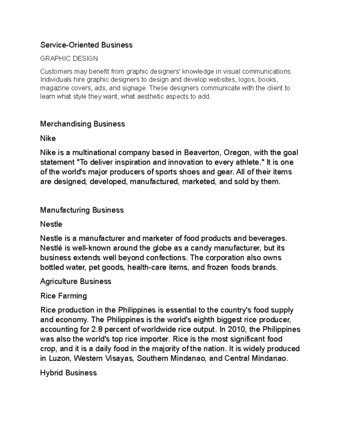 Service - Service-Oriented Business GRAPHIC DESIGN Customers may ...