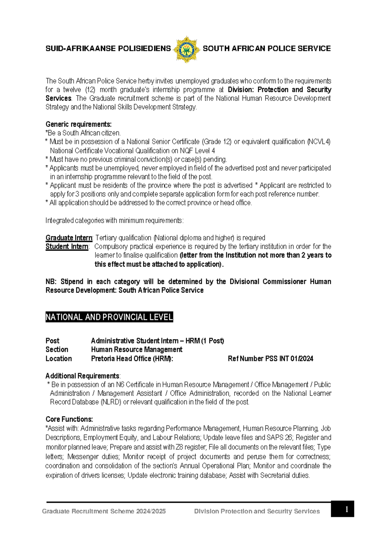 Protection and Security Services - The Graduate recruitment scheme is ...