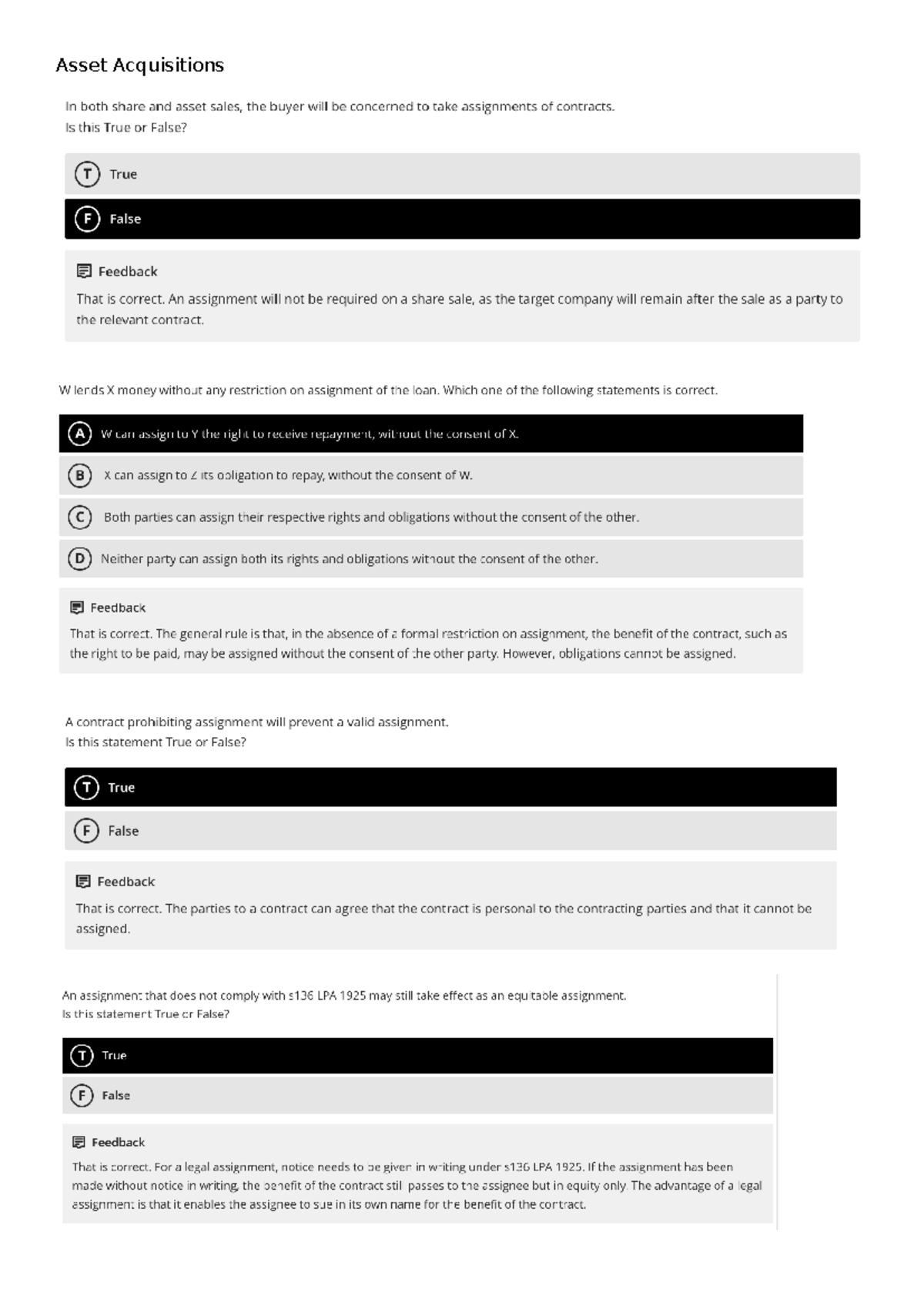 MCQs for assets - MERG4 - Asset Acquisitions Asset Acquisitions - Studocu