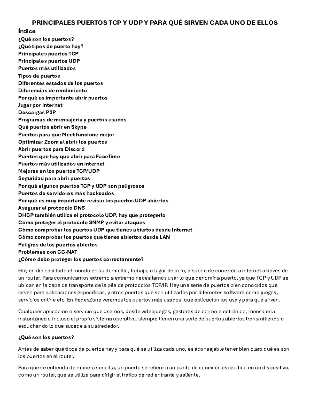 Principales Puertos TCP Y UDP Y PARA QUÉ Sirven CADA UNO DE Ellos ...