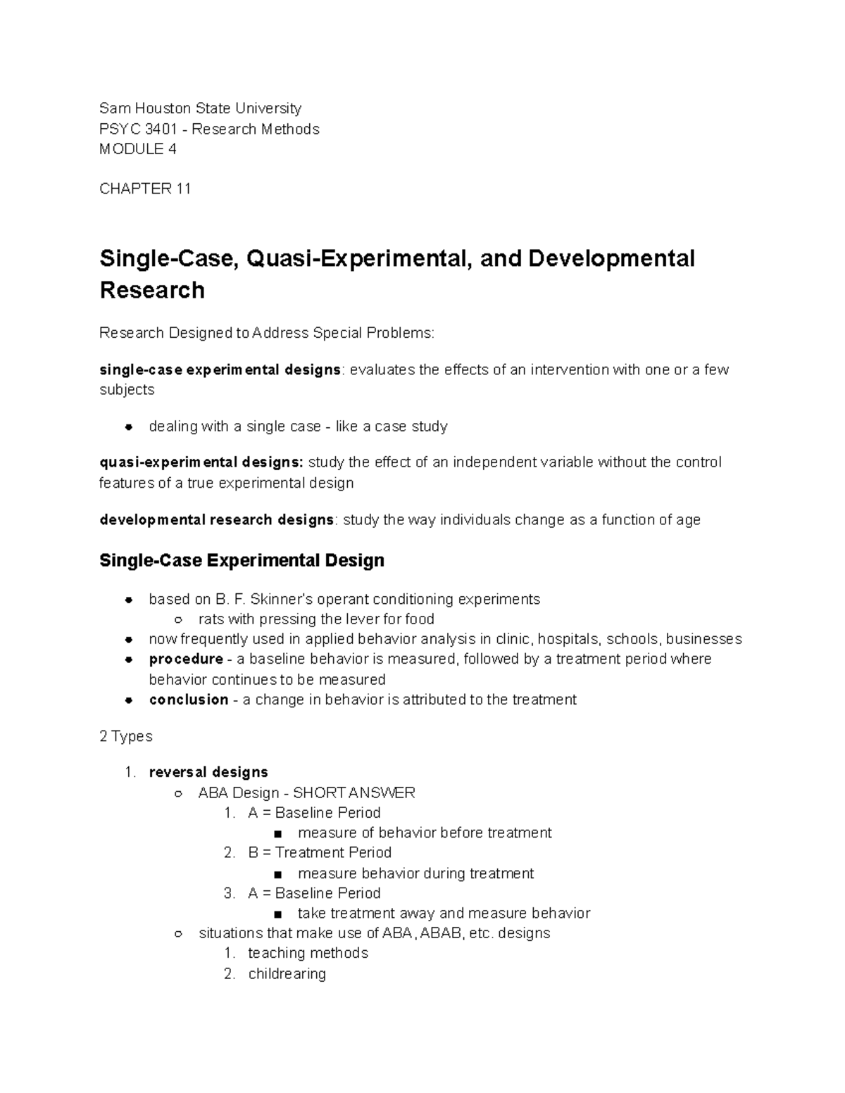 SHSU PSYC 3401 notes - module 4 - Sam Houston State University PSYC ...