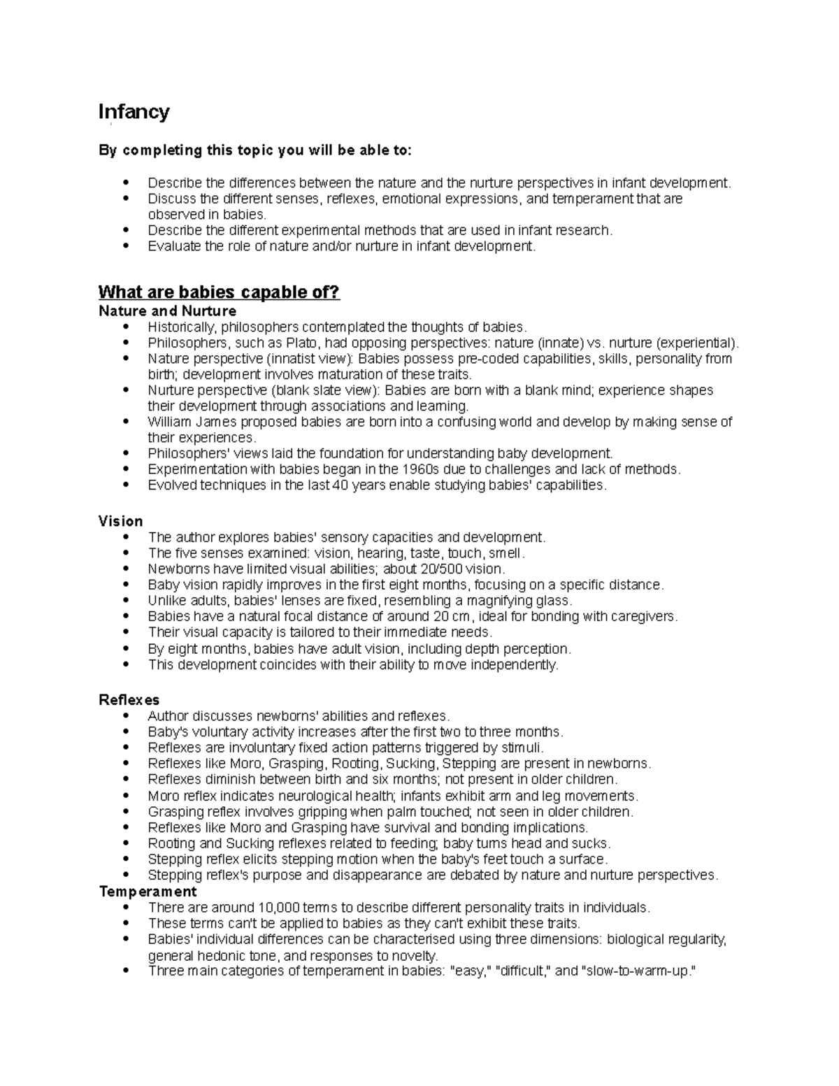 Infancy LearnX content - Infancy By completing this topic you will be ...