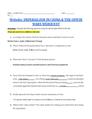 Copy of Handout Imperialism Around the World Stations - Name: - Studocu
