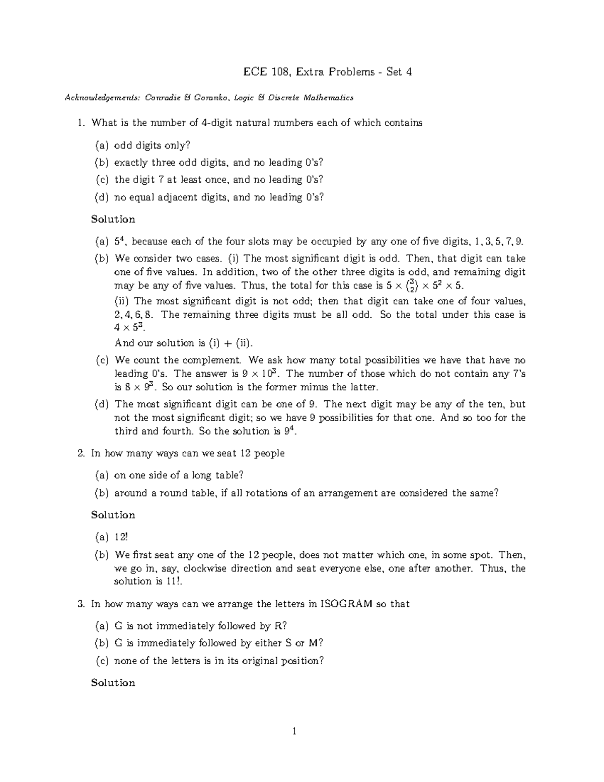 Problem set 4 questions - ECE 108, Extra Problems - Set 4 ...