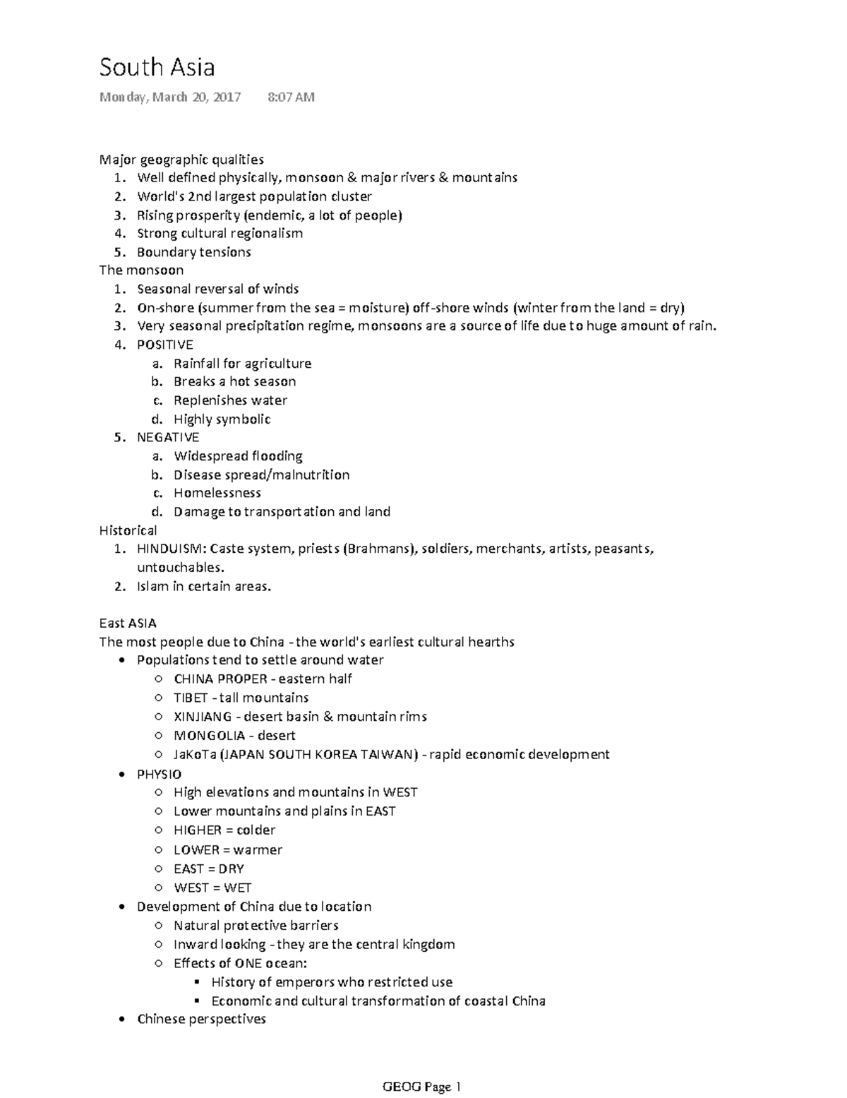 GEOG 100 - South Asia - Warning: TT: undefined function: 32 Warning: TT: undefined function: 32 ...