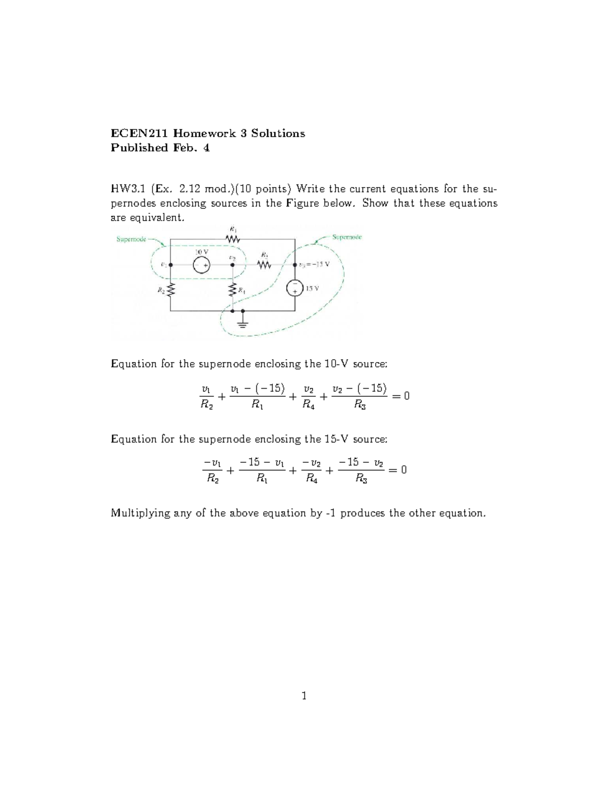 Homework 3 Solutions - ECEN211 Homework 3 Solutions Published Feb. 4 ...
