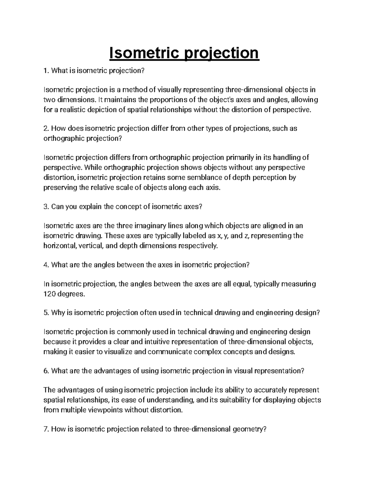 Eg viva btech 2nd sem - Isometric projection 1. What is isometric ...