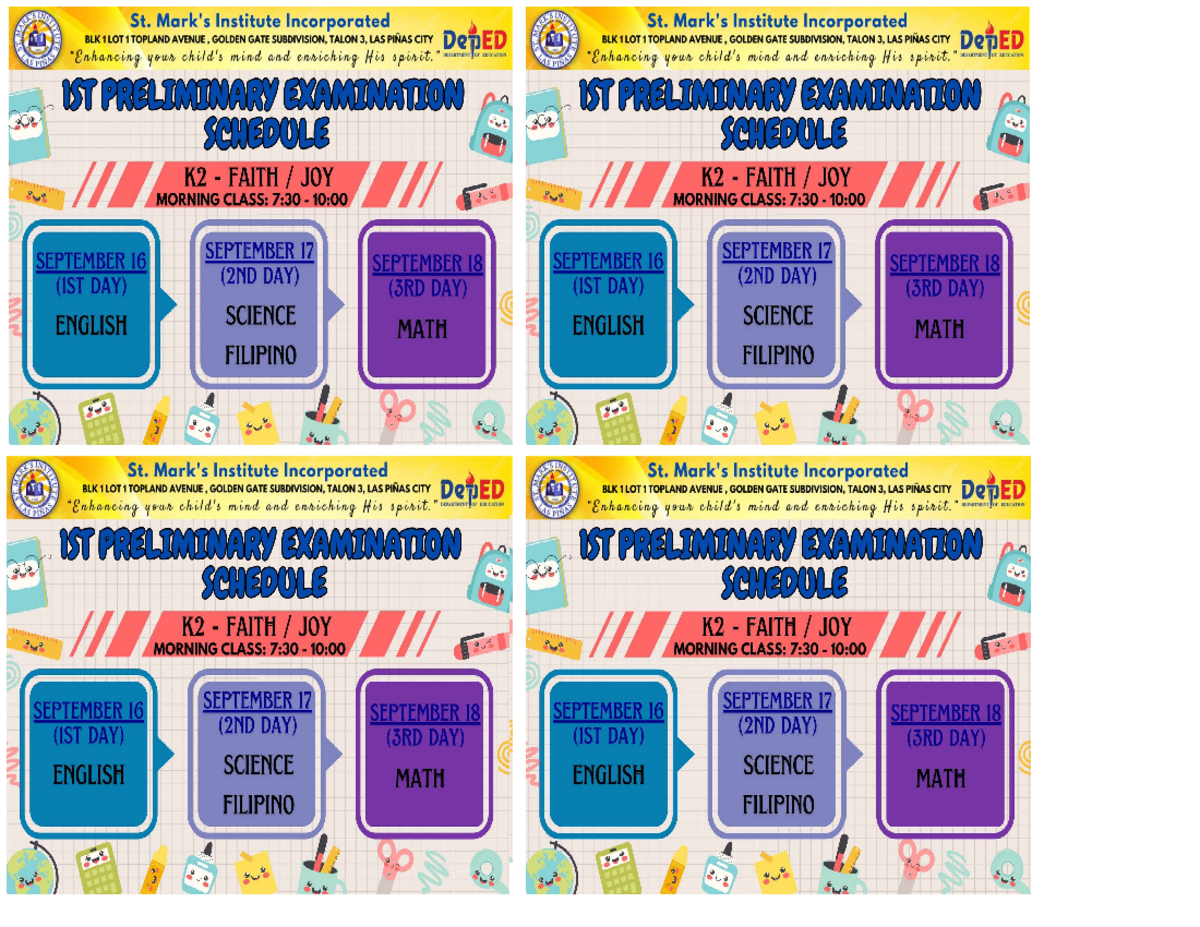 1st prelim schedule poster - STATEMENT INSUR St. Institute Incorporated ...