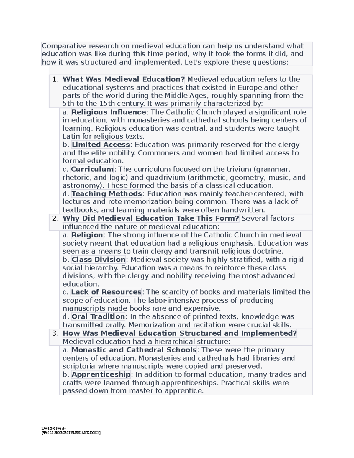 Document 3 - Foundation of Education - Comparative research on medieval ...