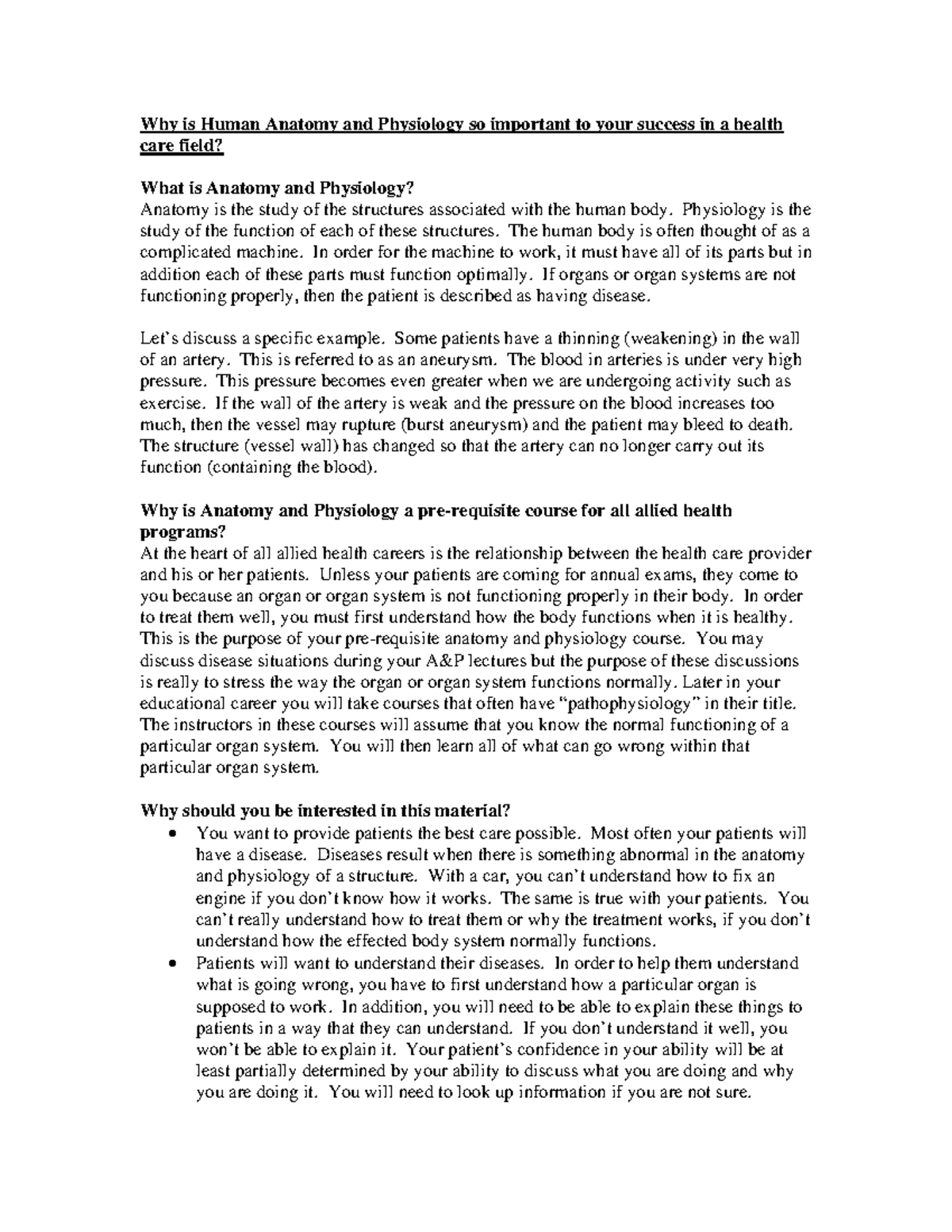 Why AP - Anatomy and physiology - Why is Human Anatomy and Physiology ...