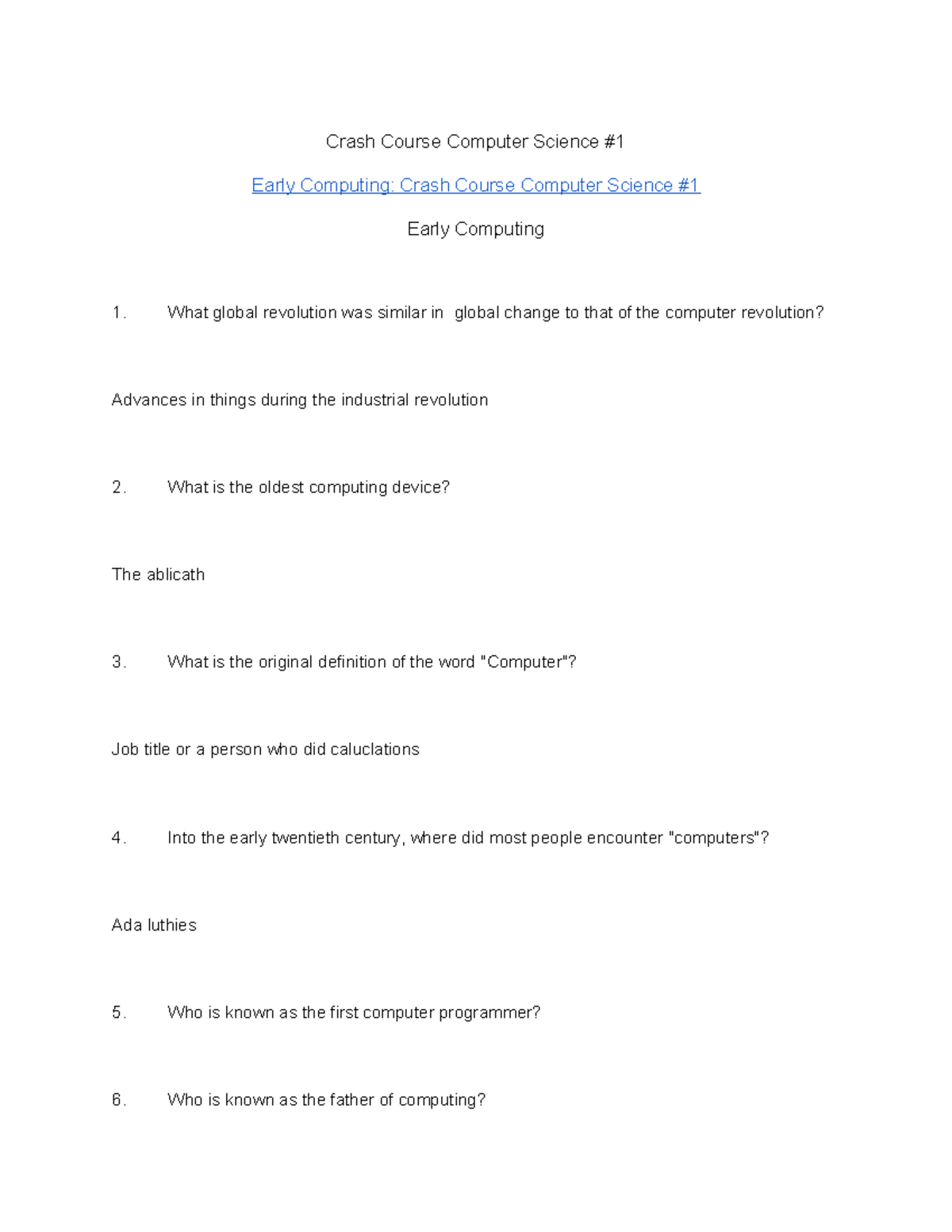 CCCS1 - this is for a custom made document - Crash Course Computer ...