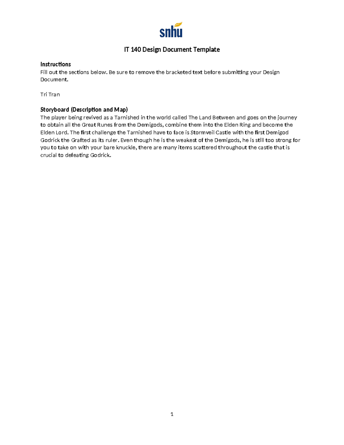 Completed template - IT 140 Design Document Template Instructions Fill ...