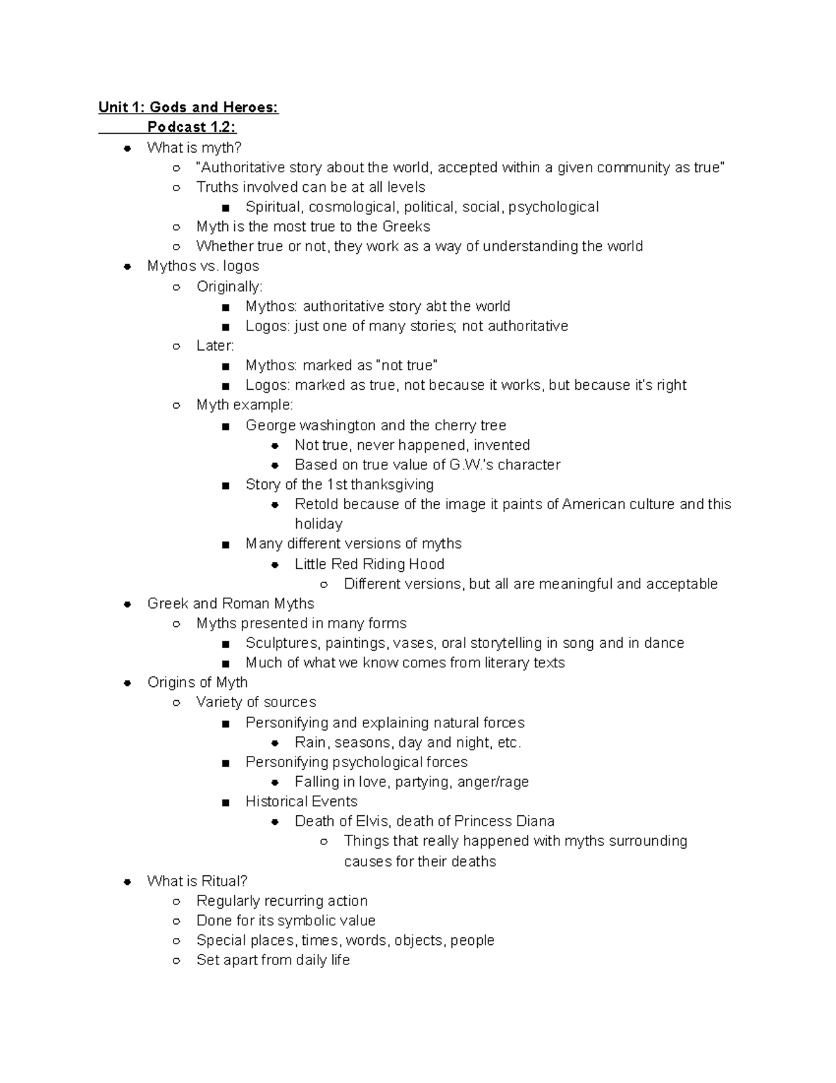 Mythology Unit 1 Lecture Notes - Unit 1: Gods and Heroes: Podcast 1 ...