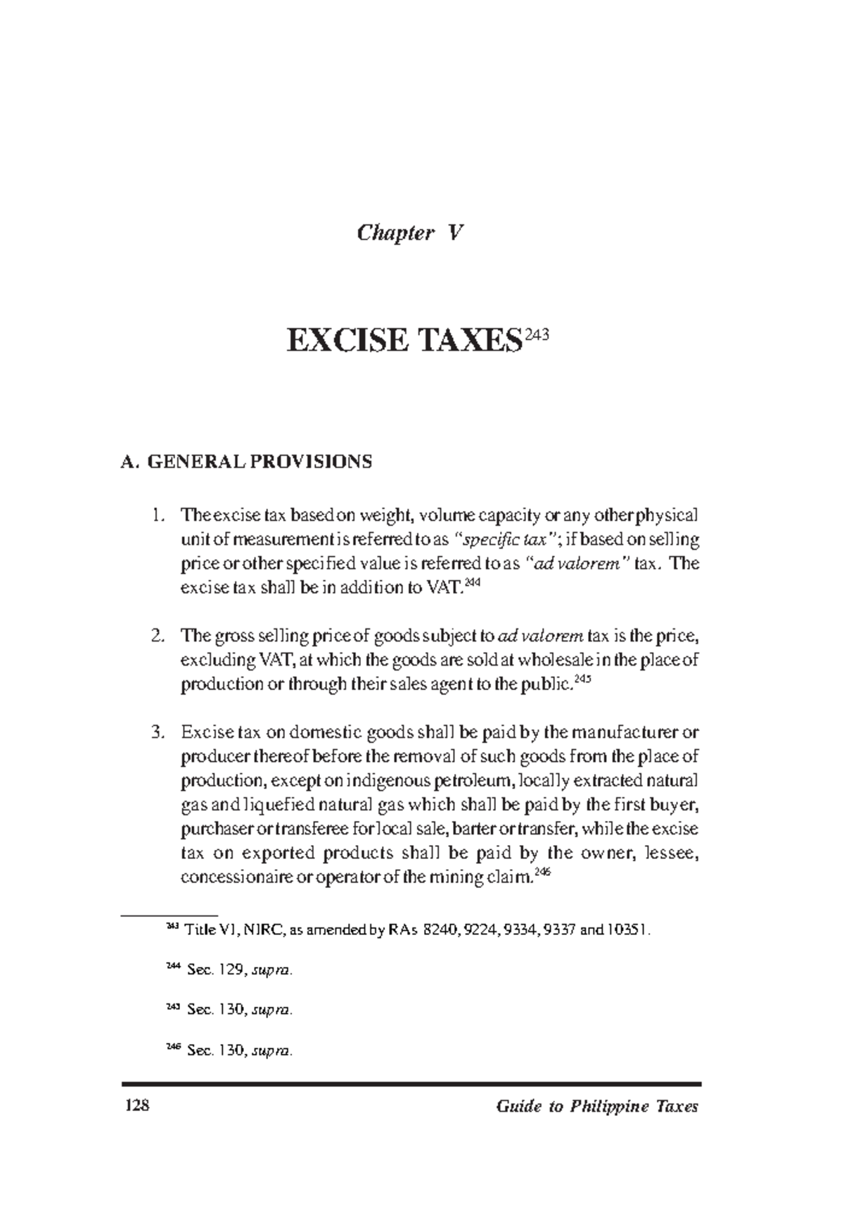 Excise-taxes - Reference - EO 22 Chapter V EXCISE TAXES 243 A. GENERAL ...