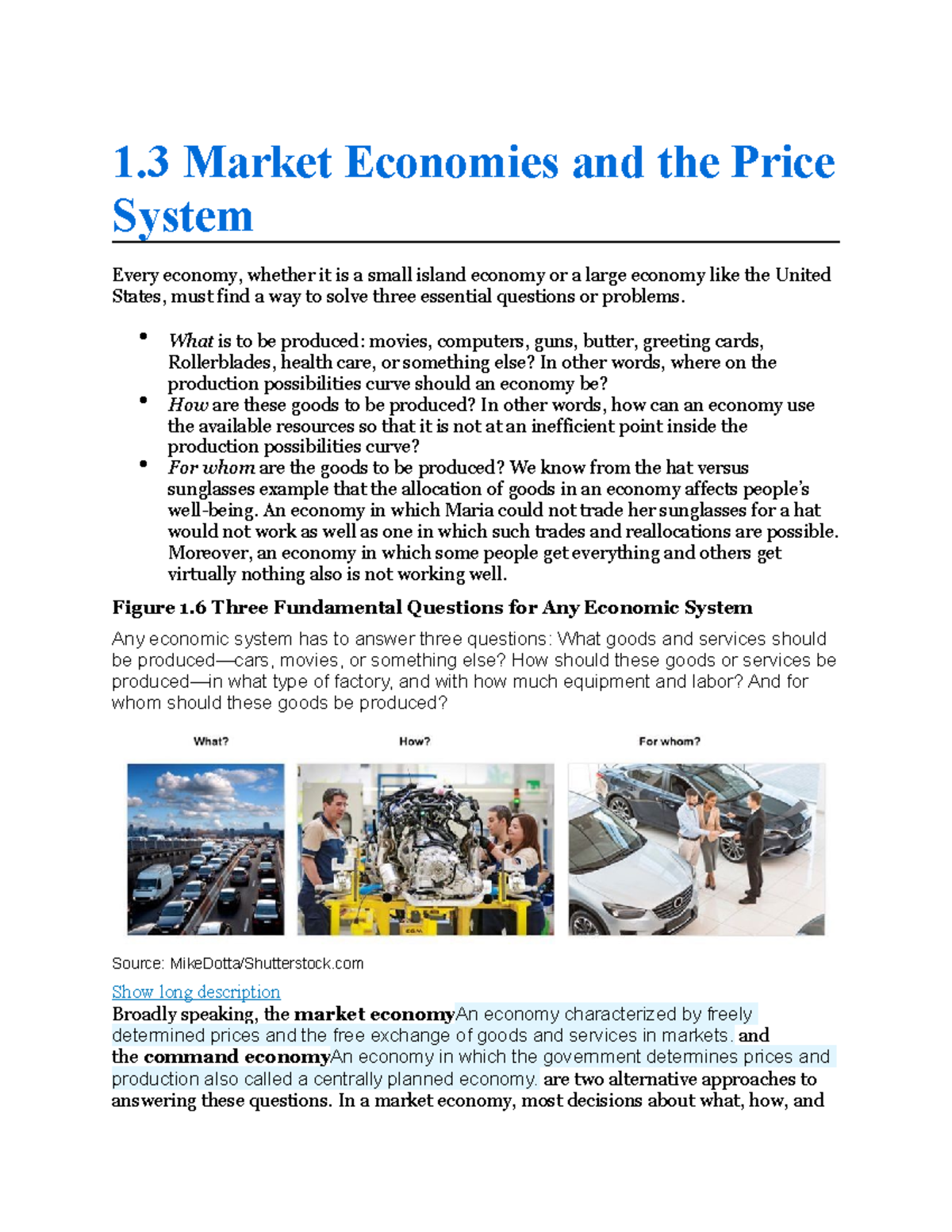 1.3 Market Economies and the Price System - Copy - 1 Market Economies ...