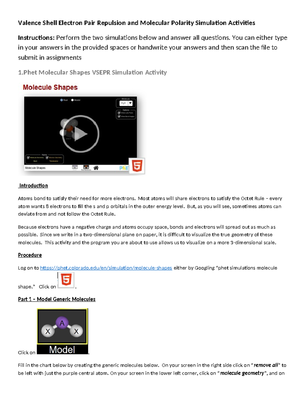Project 2. Vsepr&Polarity Revised - Valence Shell Electron Pair ...