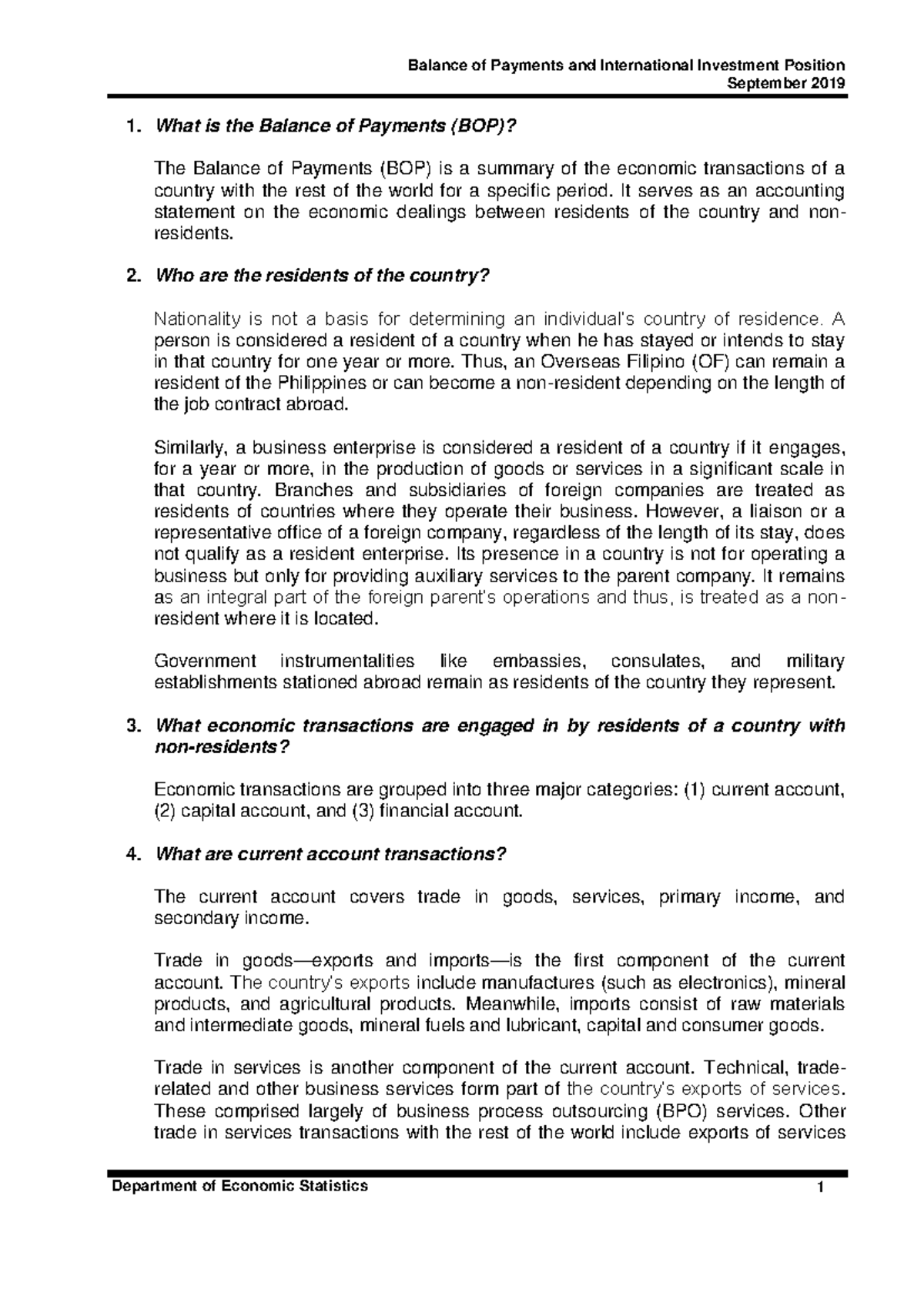 Bop - Discuss Balance of Payments. - September 2019 What is the Balance ...