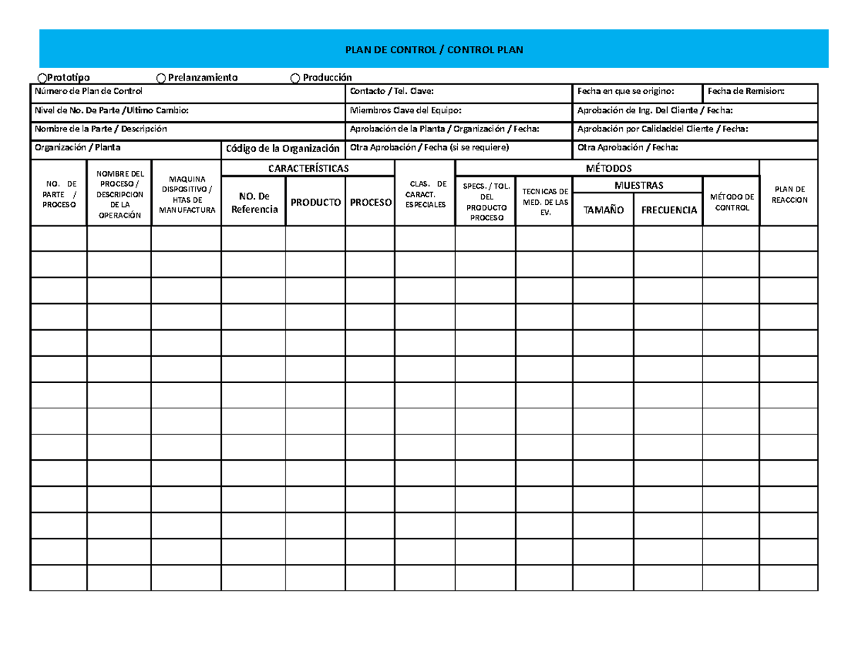 Que Es Un Control Plan De Calidad - Catalog Library