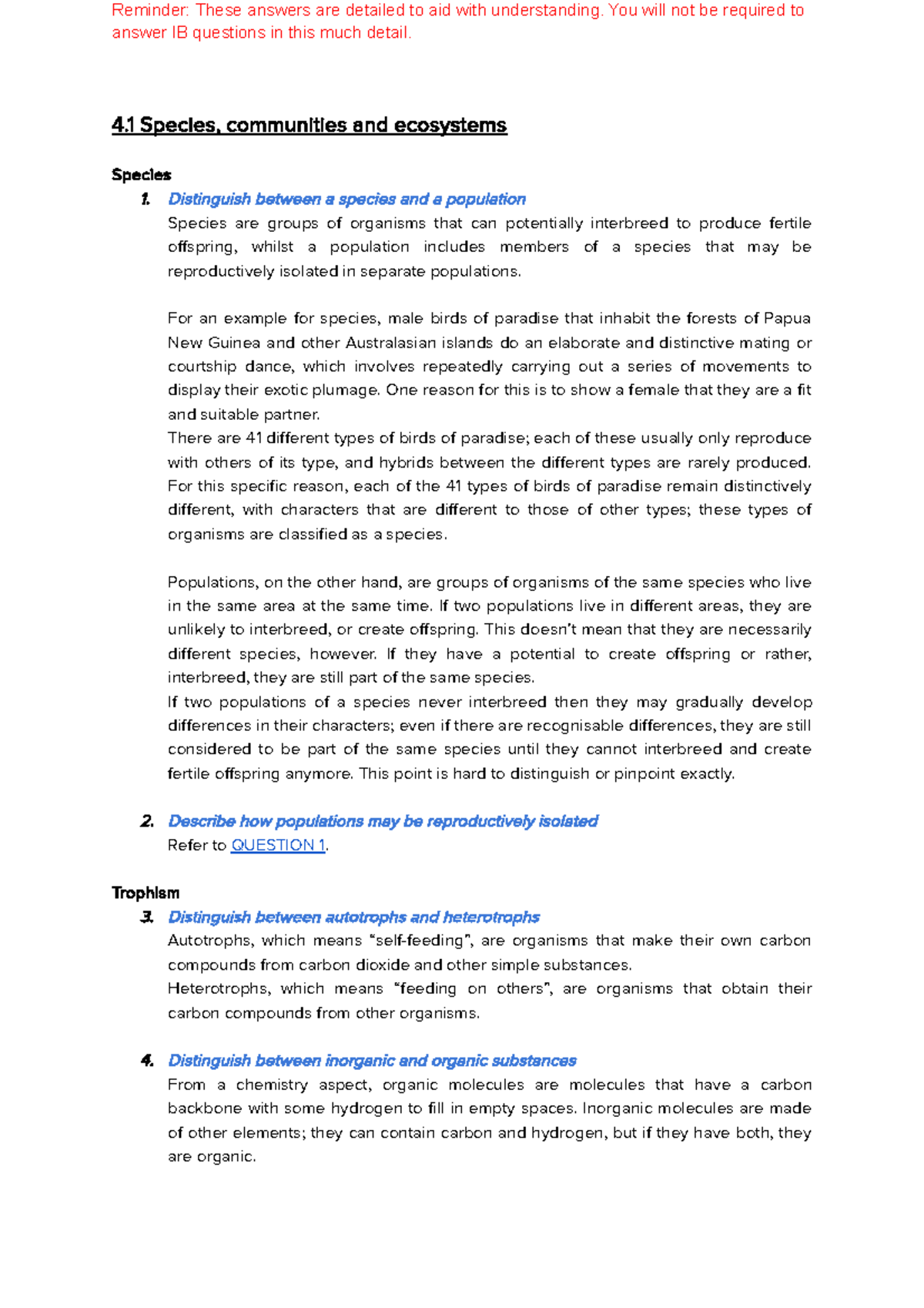 4. Ecology - Biology Year 11/12 Band 6 Notes - answer IB questions in ...
