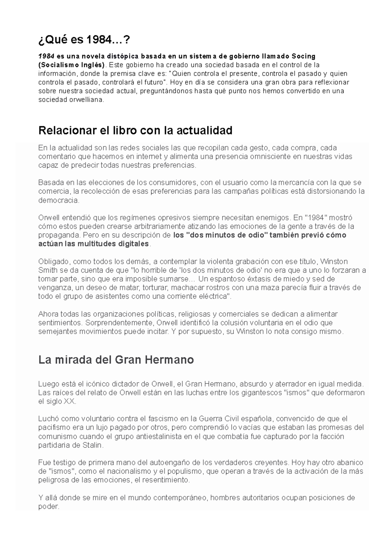 Qué es 1984 - hello - ¿Qué es 1984...? 1984 es una novela distópica ...