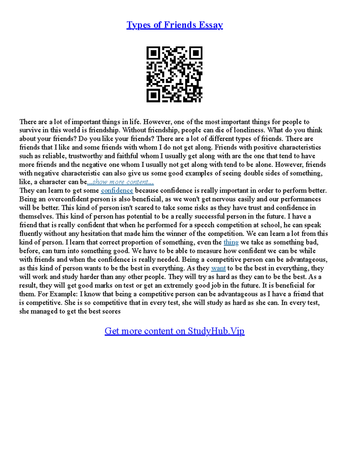 4 Types Of Essays - Types of Friends Essay There are a lot of important ...