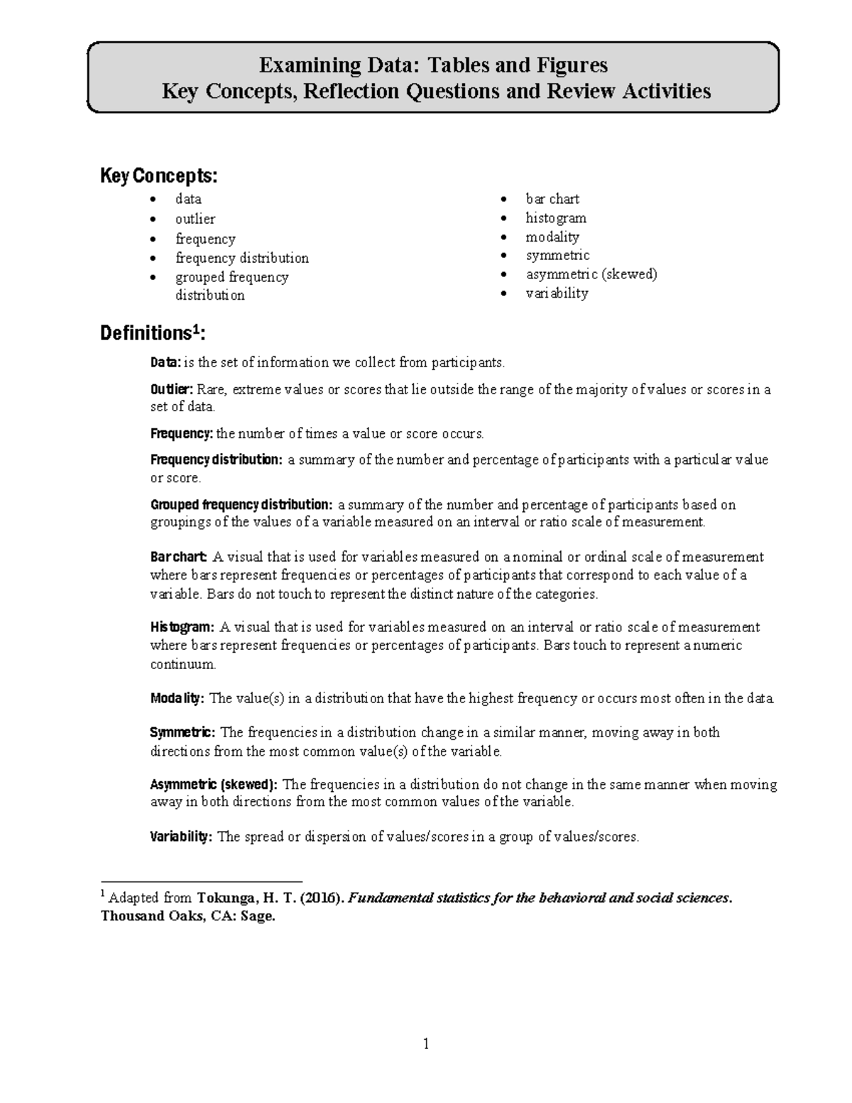 Key Concepts Reflection Questions Activities Week02 Examining Data - 1 ...