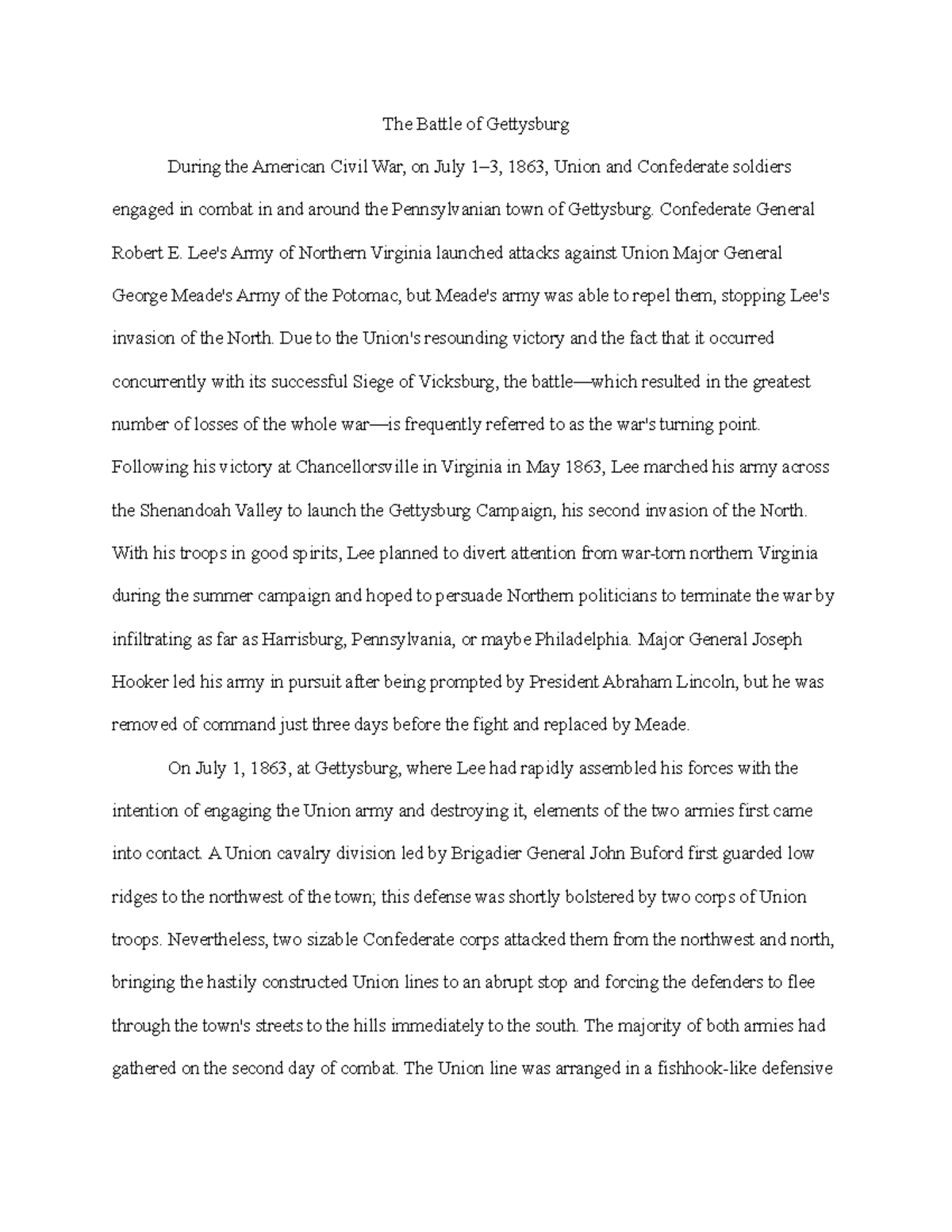 The Battle of Gettysburg - The Battle of Gettysburg During the American ...