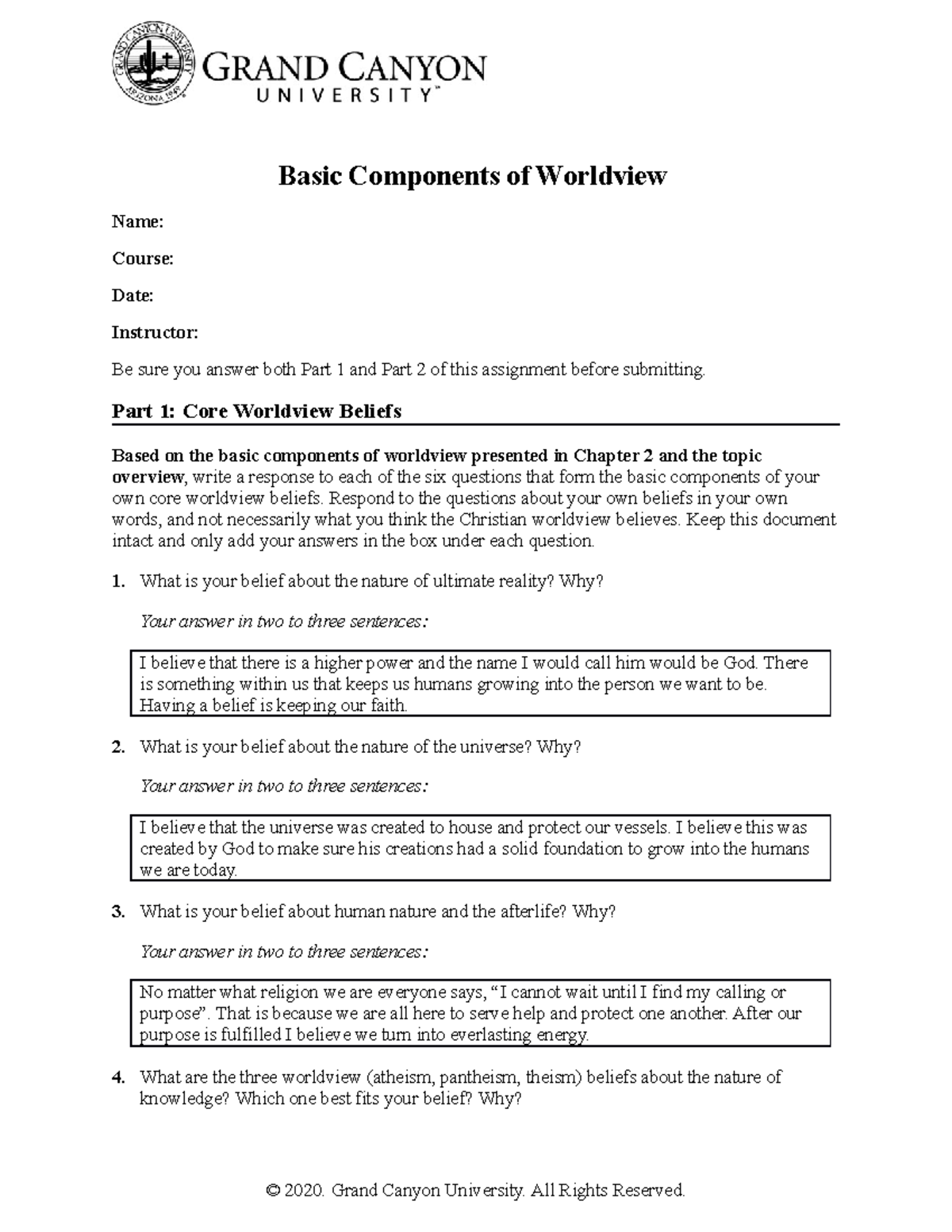 CWV 101 301 RS T1Basic Components Of Worldview - Basic Components of ...