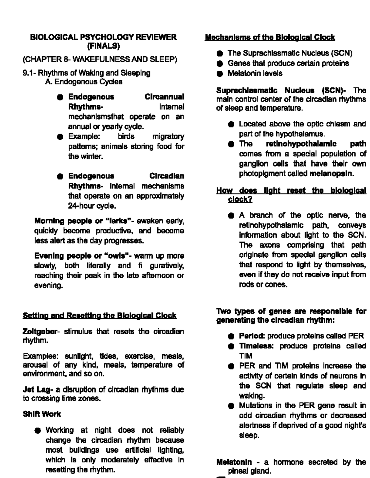 Chapter 8 Wakefulness and Sleep (Outline) - PSY 375 - Studocu