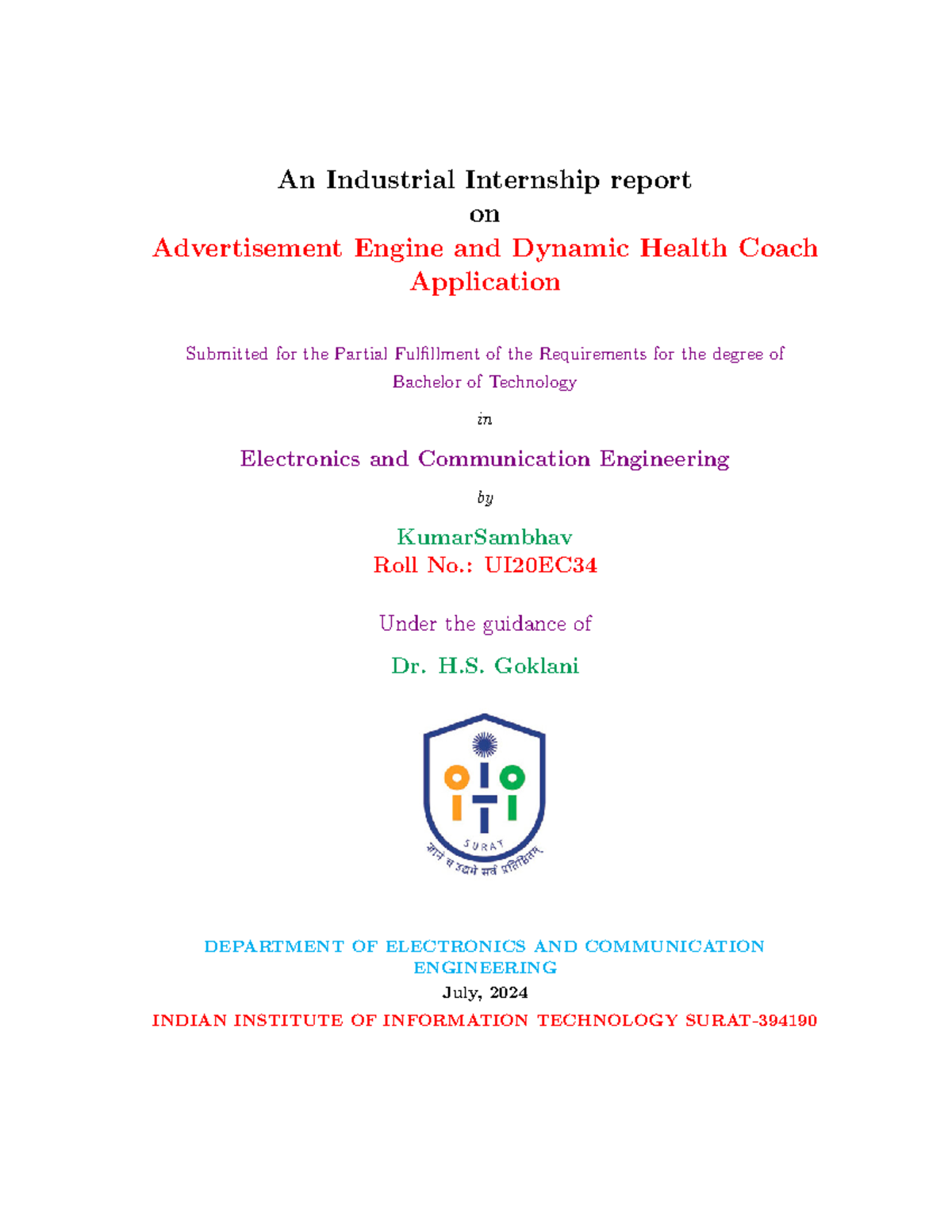 Internship Report - An Industrial Internship report on Advertisement ...