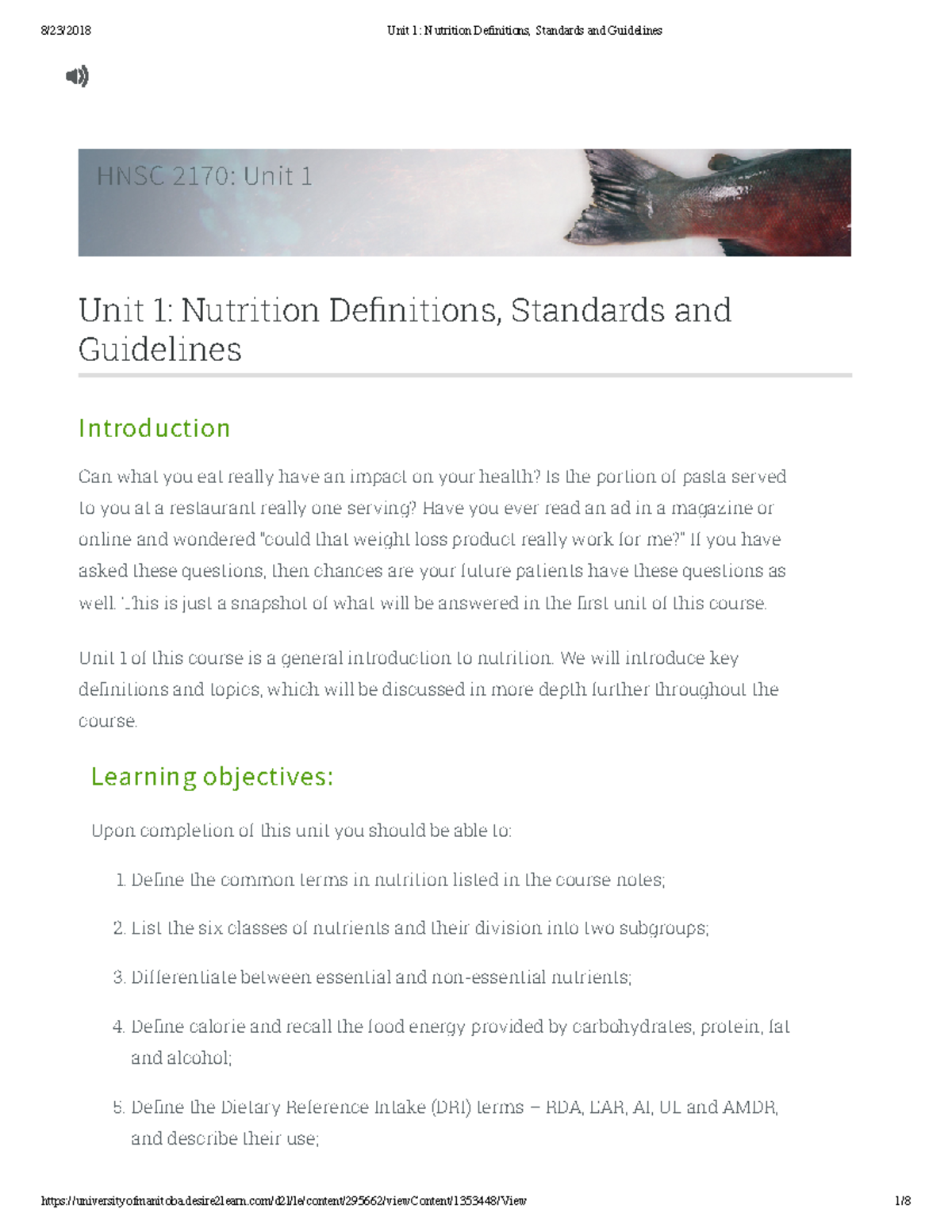 Unit 1 Nutrition Definitions, Standards and Guidelines - HNSC-2170-D01 ...