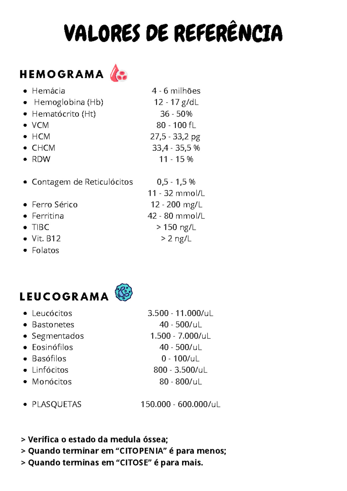 Valores DE Referência - VALORES DE REFERÊNCIA H E M O G R A M A L E U C ...