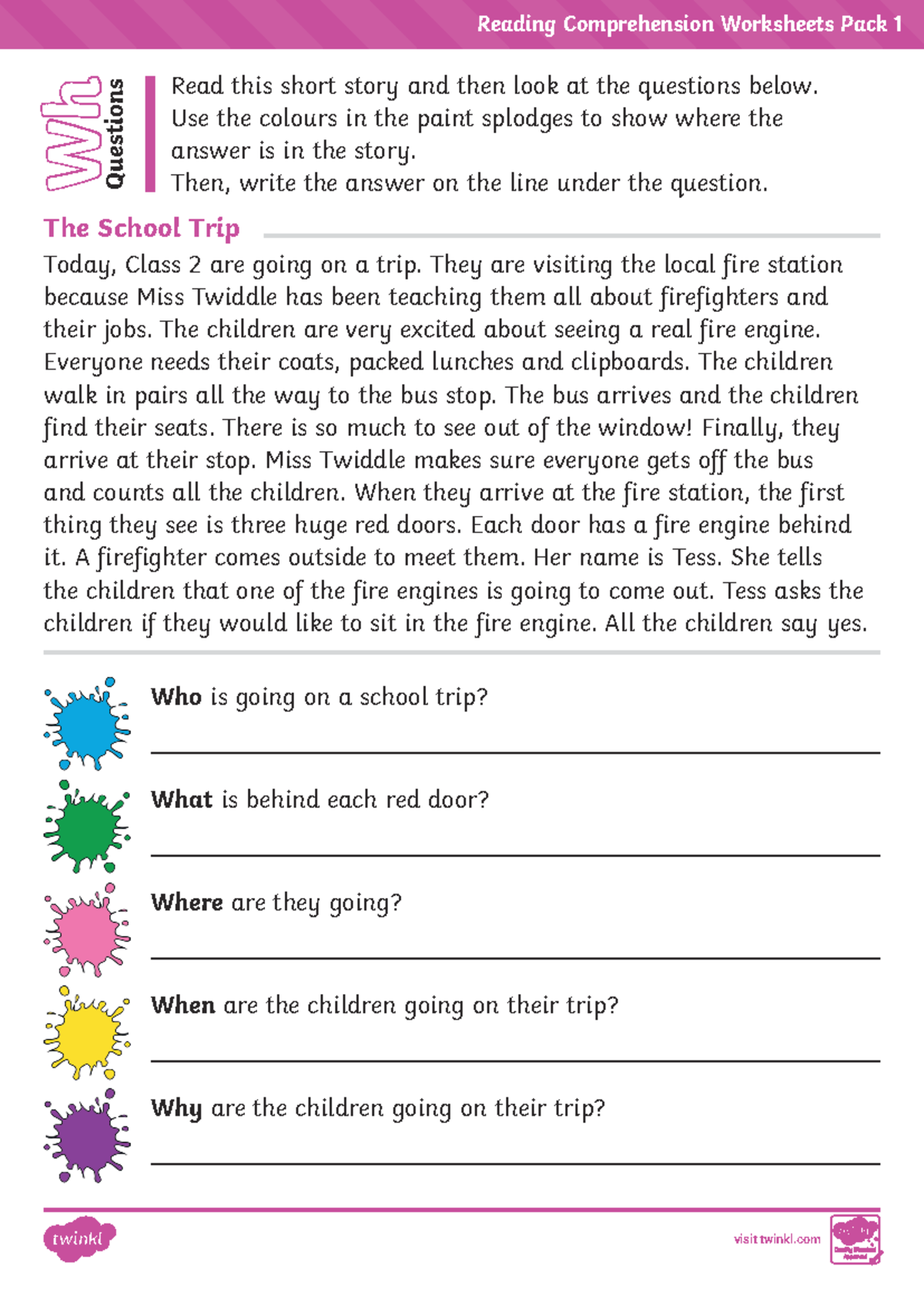 Wh Questions - Apuntes de Clase - Read this short story and then look ...