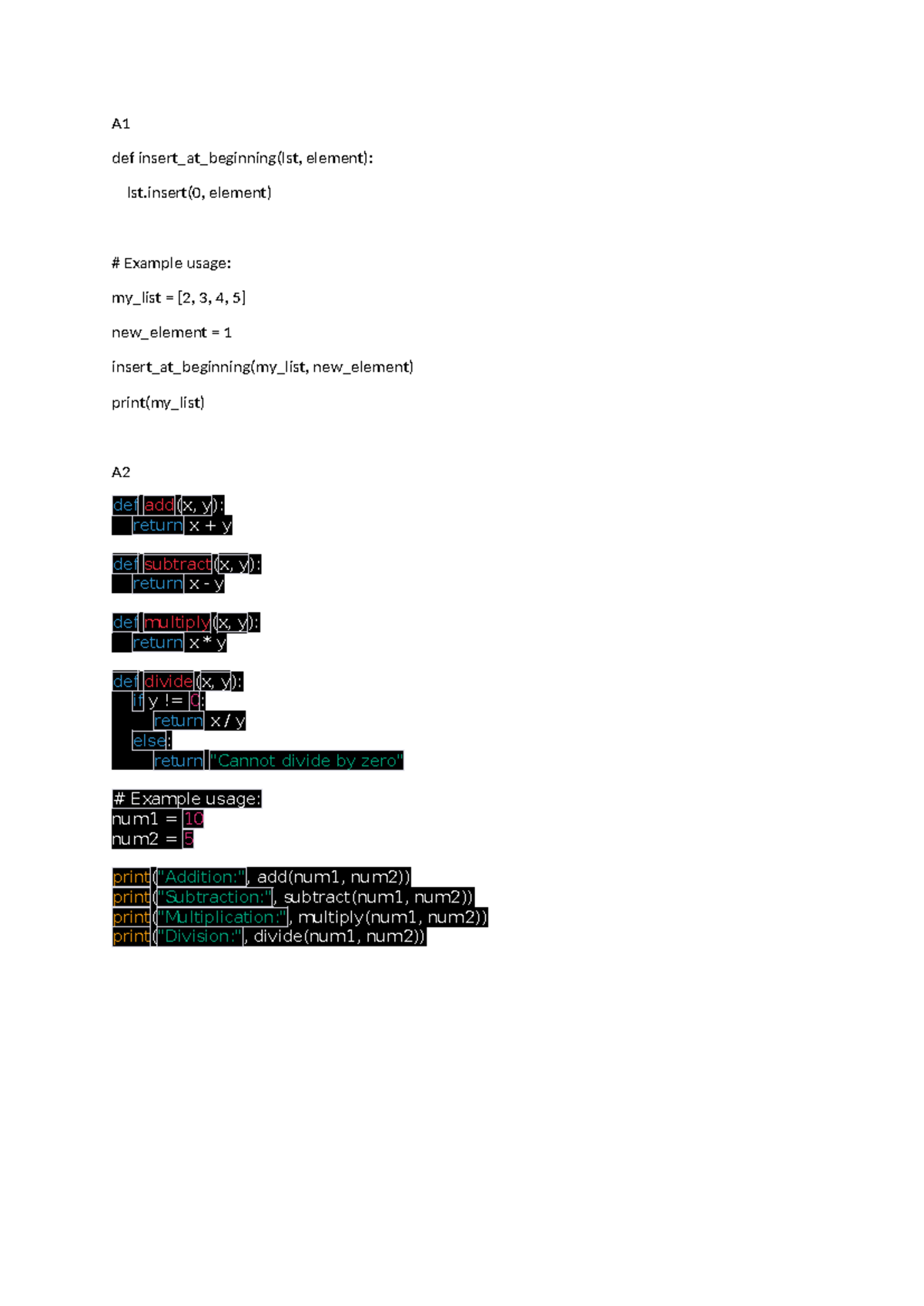 Assgn - asda - A def insert_at_beginning(lst, element): lst(0, element ...