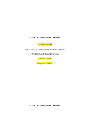 Task1 D219 - Task 1 essay - D Task 1 1/10/ Task 1 A. Submit a copy of ...