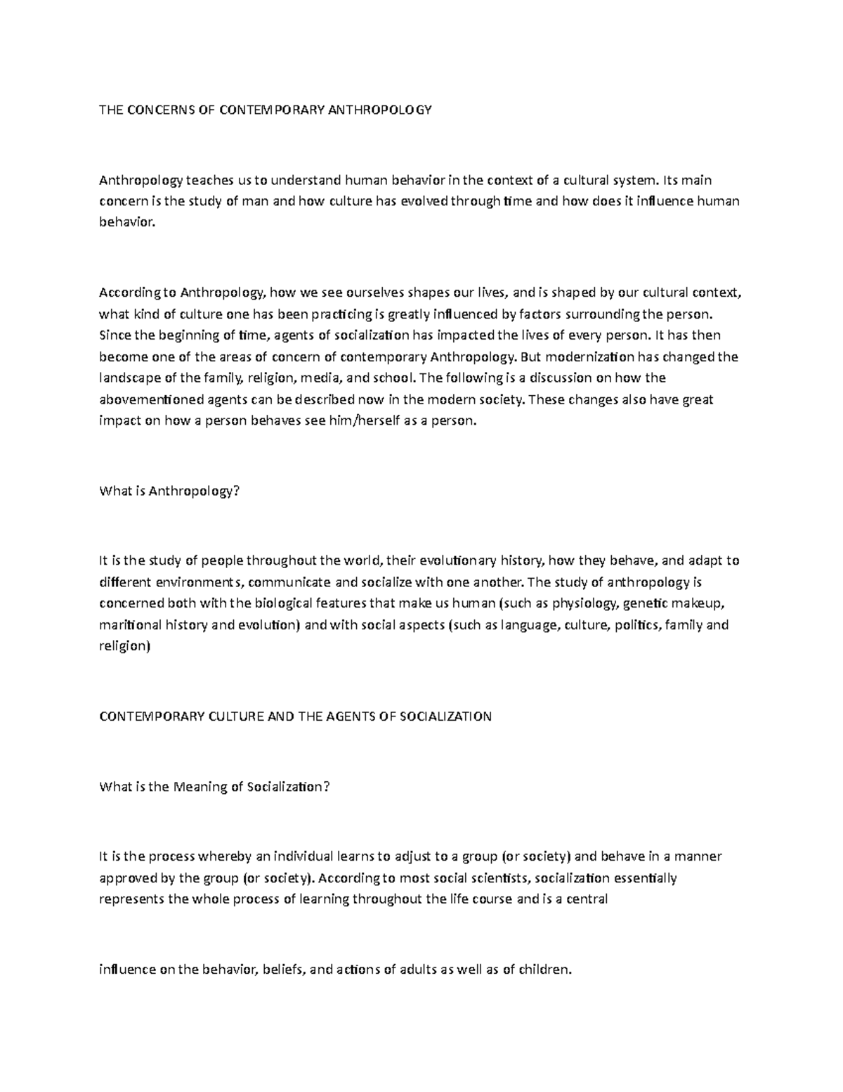 THE SELF AND Person IN Contemporary Anthropology - THE CONCERNS OF ...