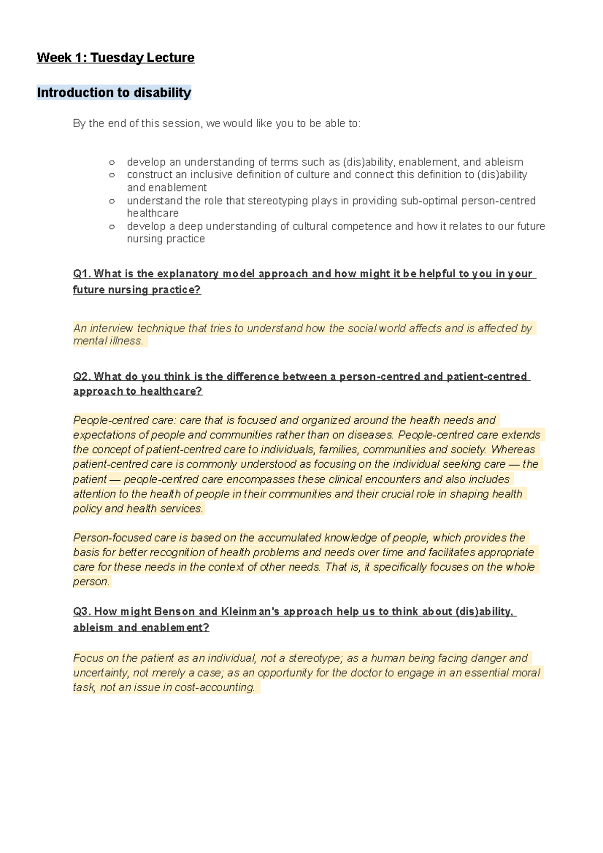Disability Notes 202 Disability Notes 202 - Week 1: Tuesday Lecture ...