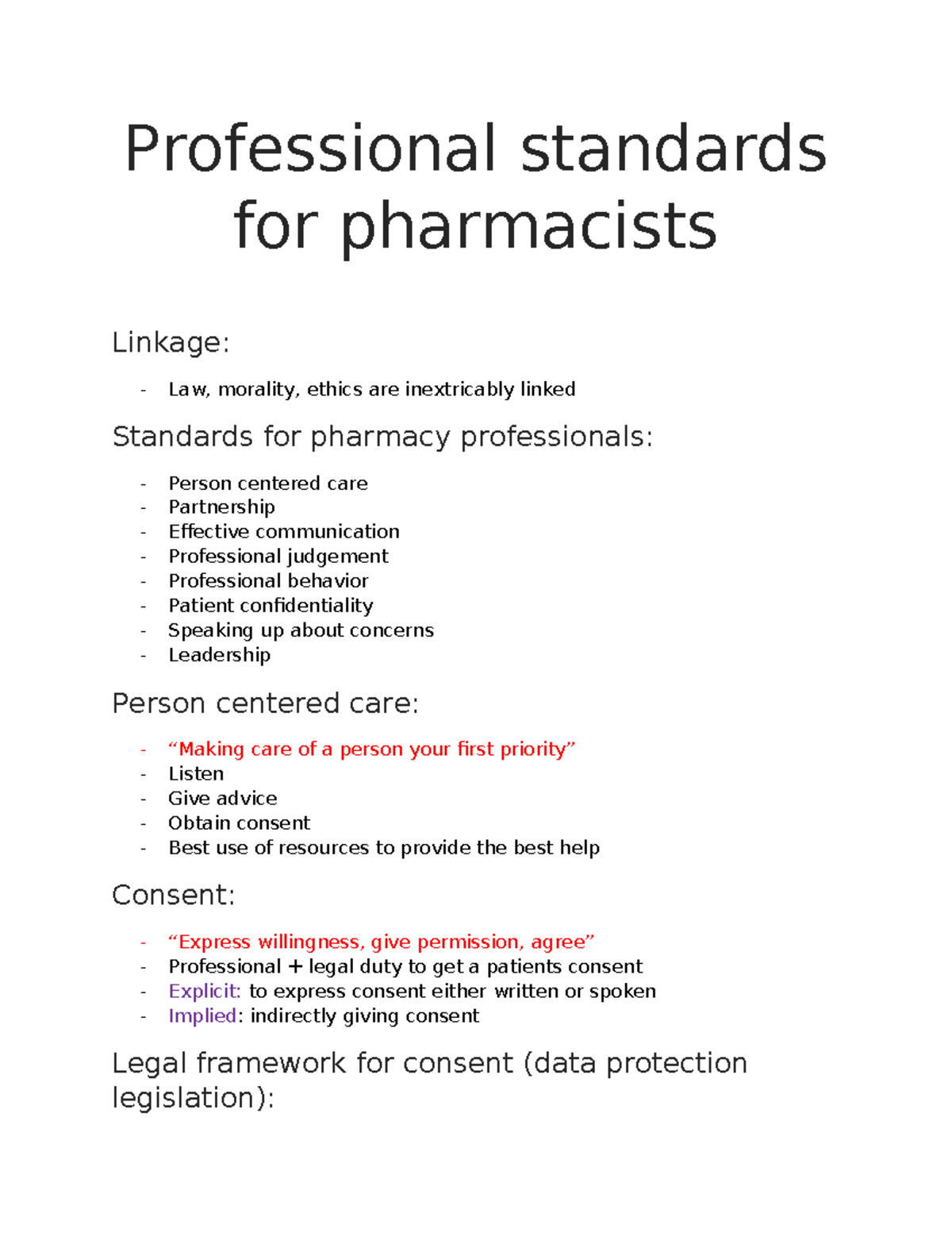 Professional standards for pharmacists - Professional standards for pharmacists Linkage: - Law ...
