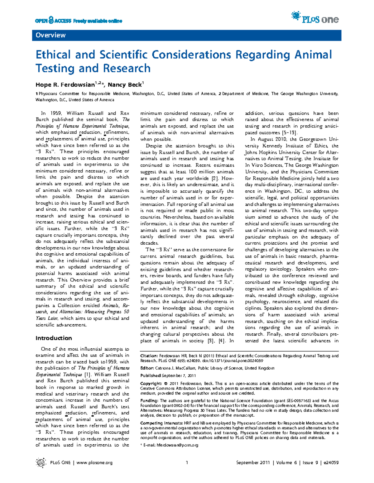 Research article - Overview Ethical and Scientific Considerations ...