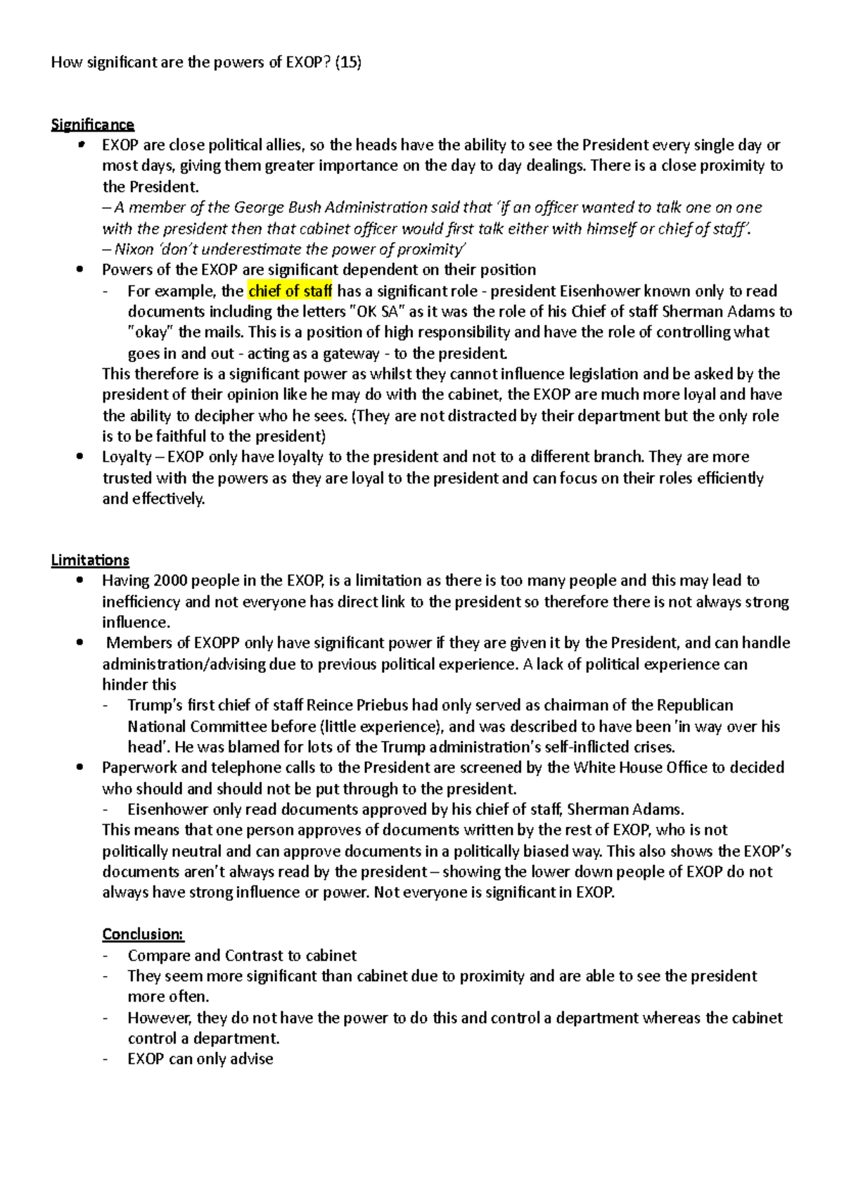 How significant are the powers of EXOP - There is a close proximity to ...