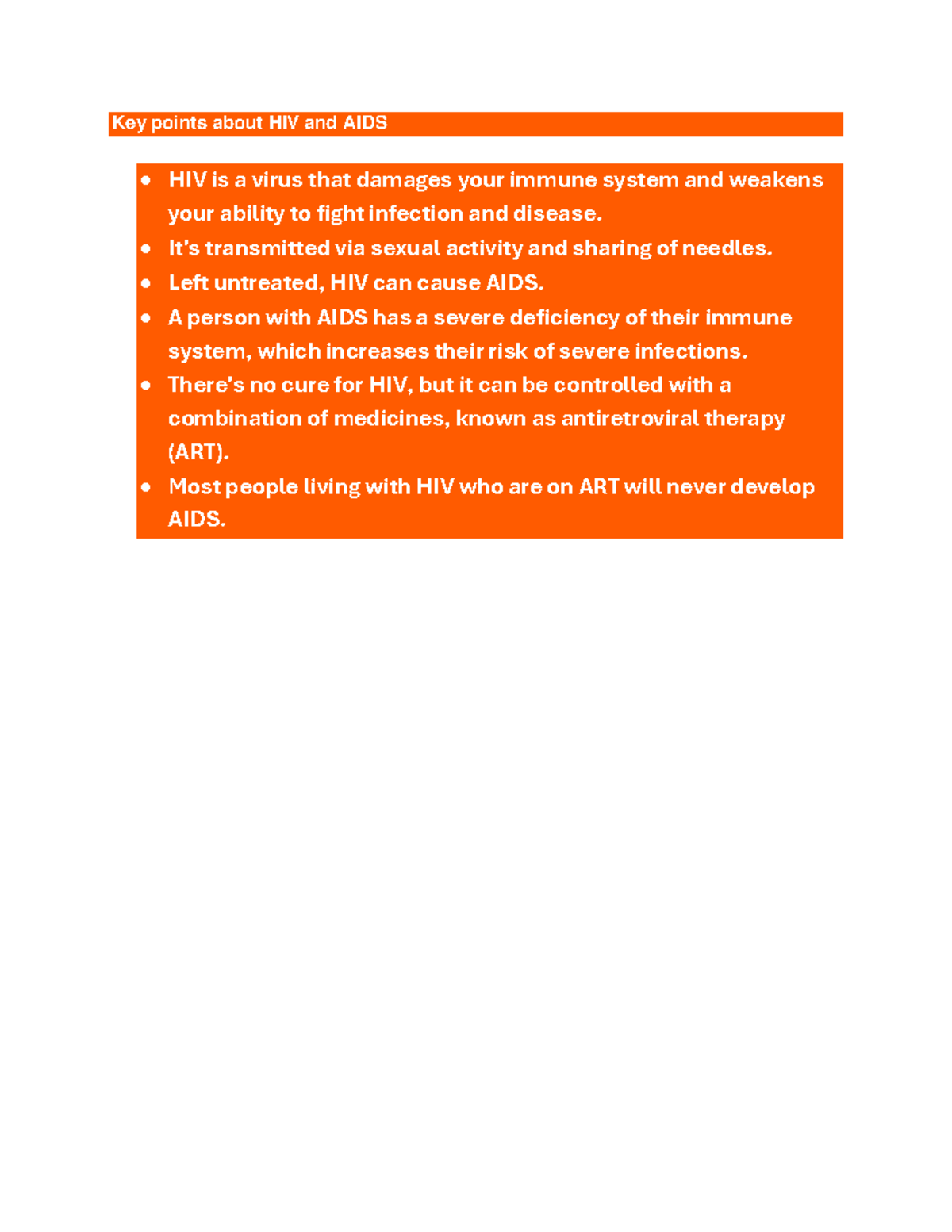 Hi dfj airhtnfaowrihjn jzighargnf - Key points about HIV and AIDS • HIV ...