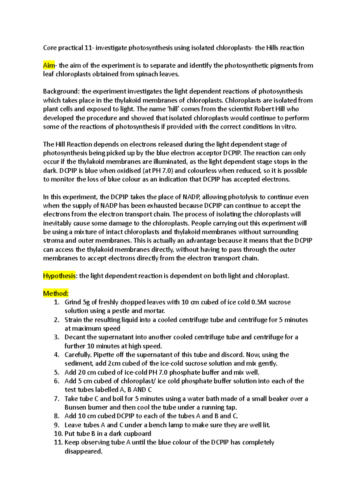 Core practical 11 - Biology a level notes - Core practical 11 ...