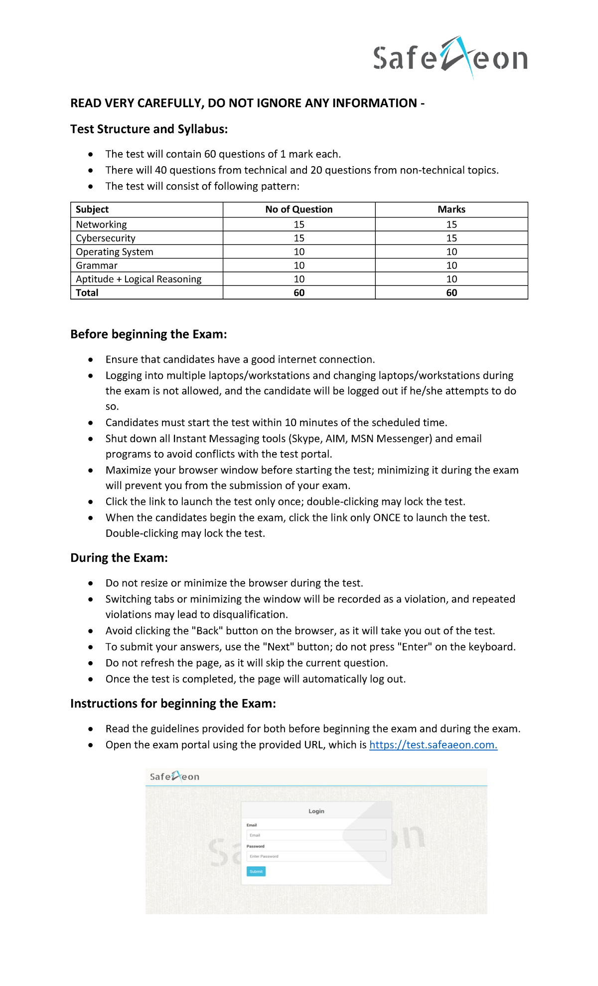 Safe Aeon Test Instructions-new 1 (1) - READ VERY CAREFULLY, DO NOT ...